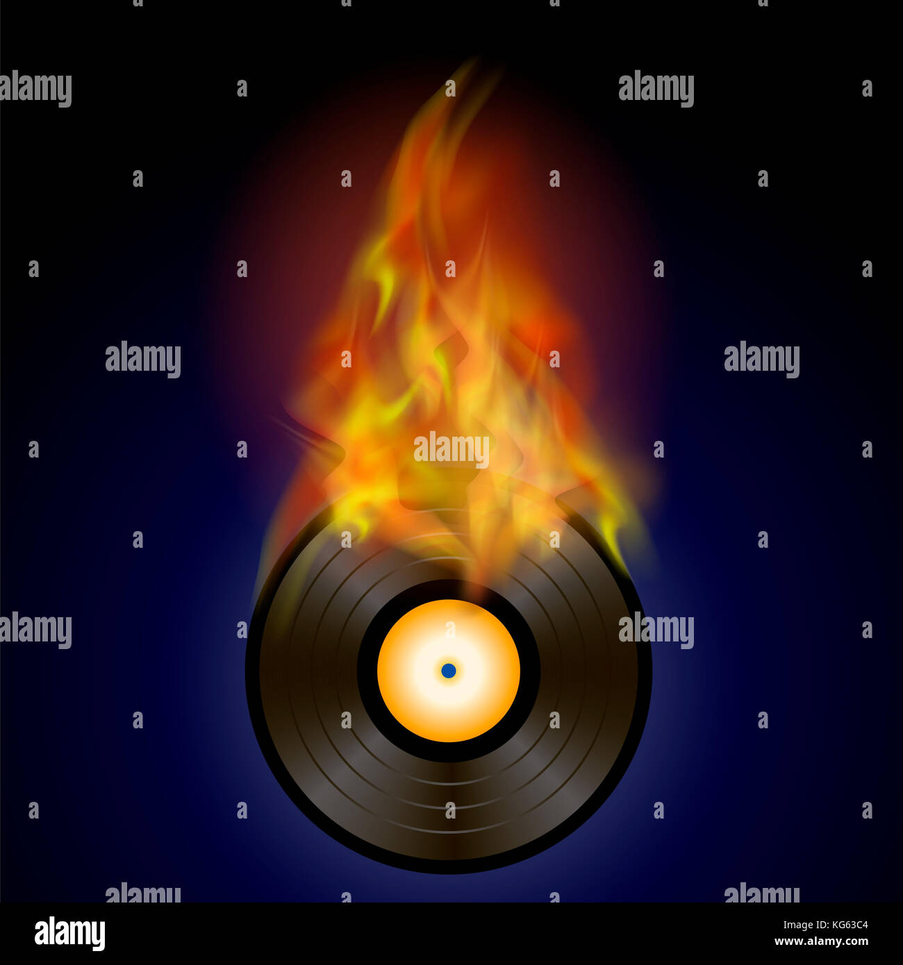 Burning Vinyl Disc with Fire Flame Stock Photo - Alamy