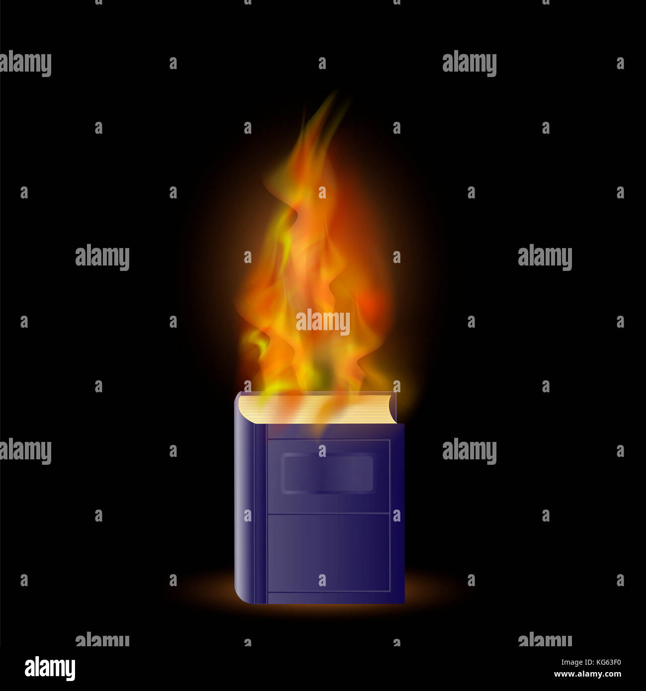 Burning Blue Book with Fire Flame Stock Photo - Alamy