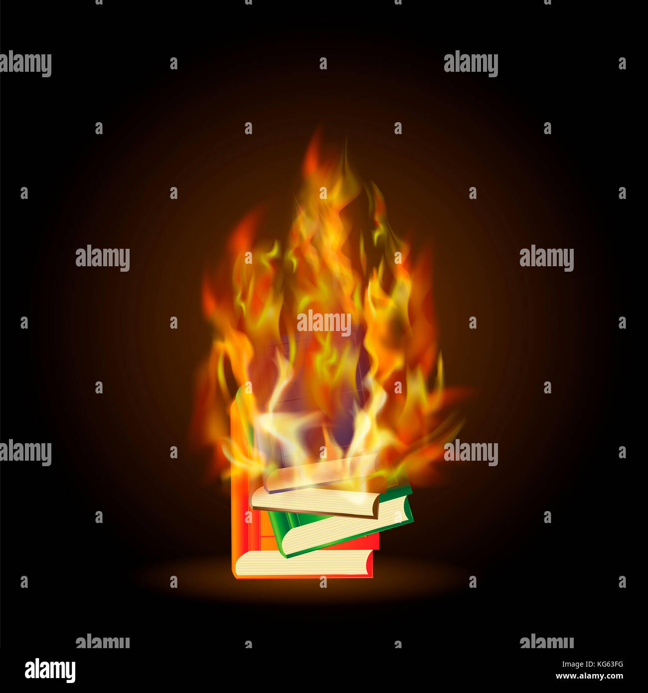 Burning Colored Books with Fire Flame Stock Photo - Alamy