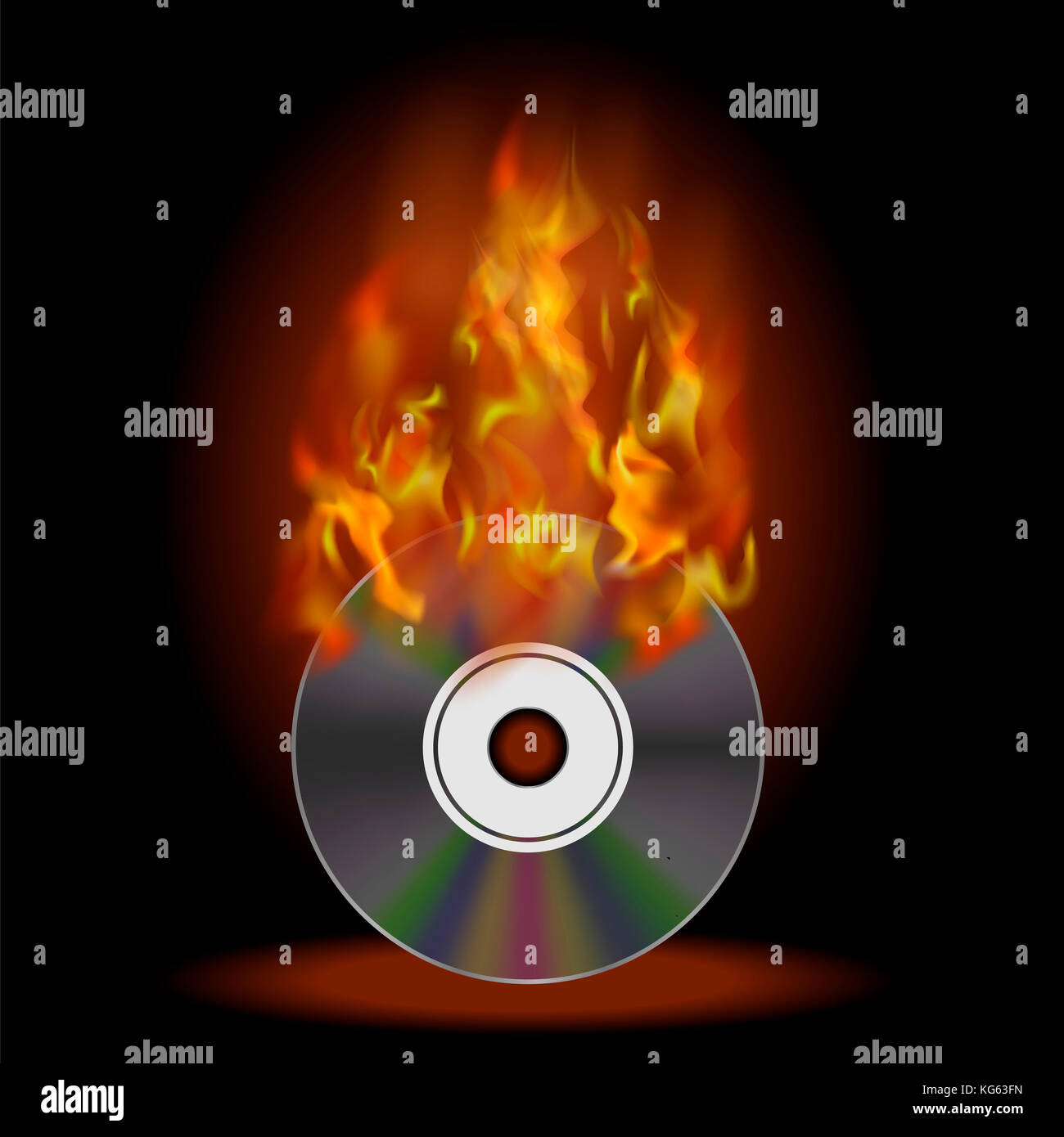Burning Compact Disc with Fire and Flame Stock Photo - Alamy