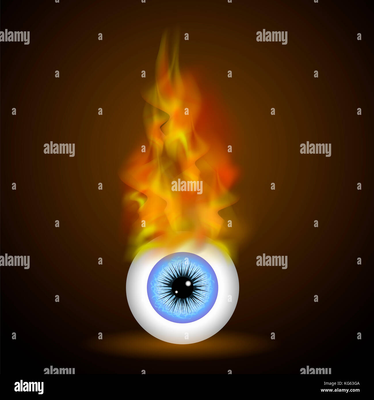 Burning Blue Eye with Fire Flame Stock Photo - Alamy