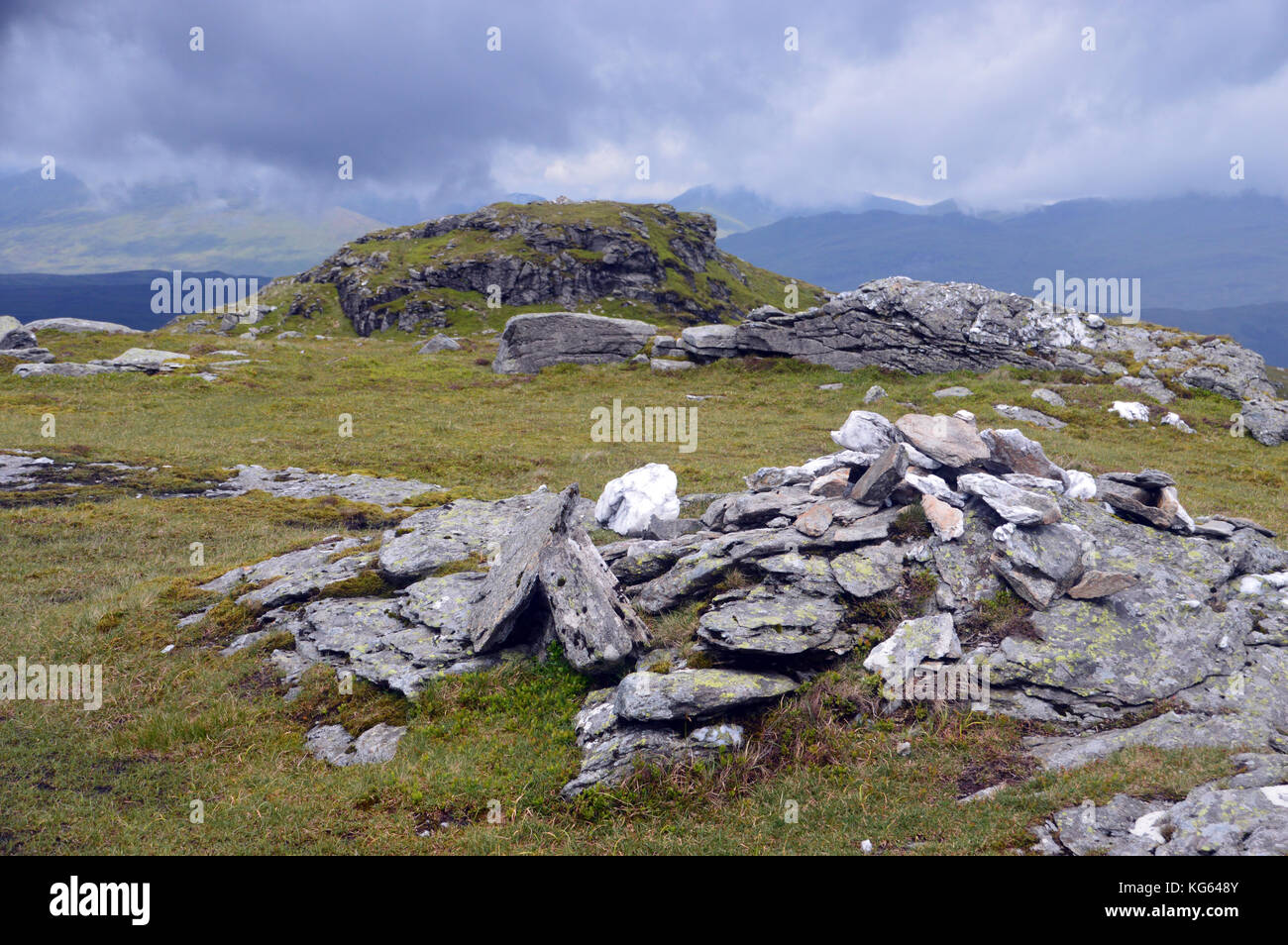 The Summit Pile of Stones on the Scottish Mountain Corbett Creag Mac ...