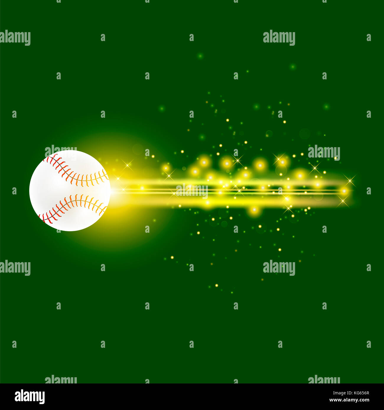 Burning Baseball Ball with Yellow Sparkles Stock Photo - Alamy