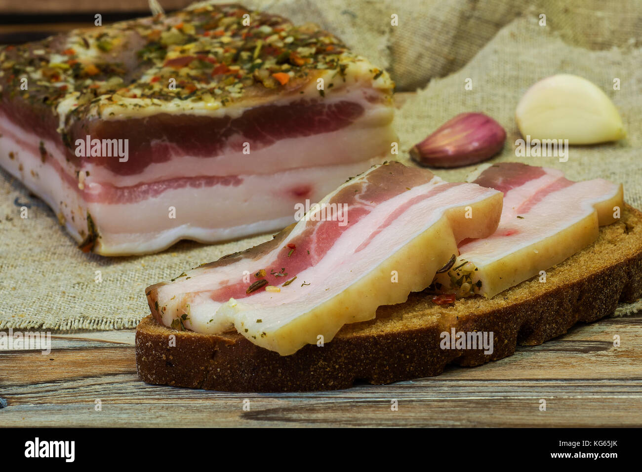 Large piece salted bacon hi-res stock photography and images - Alamy