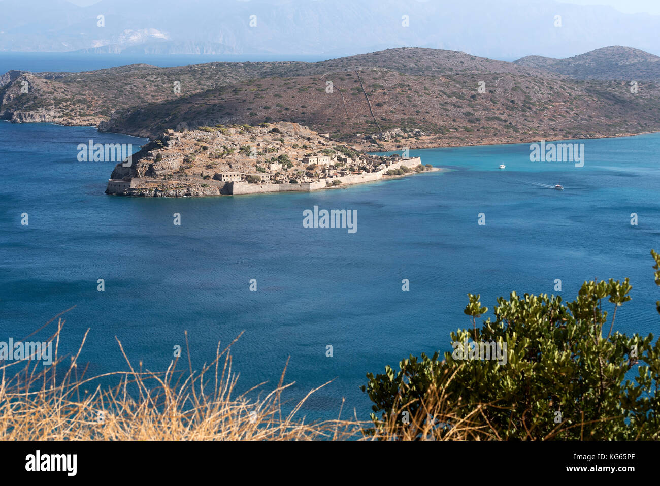 Overview of Spinalonga Island the historic leper colony and Venetian ...
