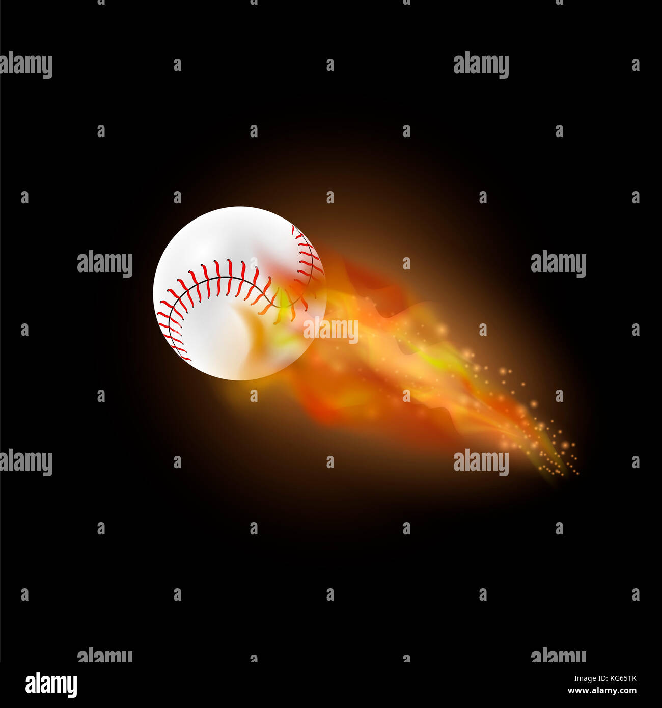 Burning Baseball Ball with Fire Flame Stock Photo - Alamy