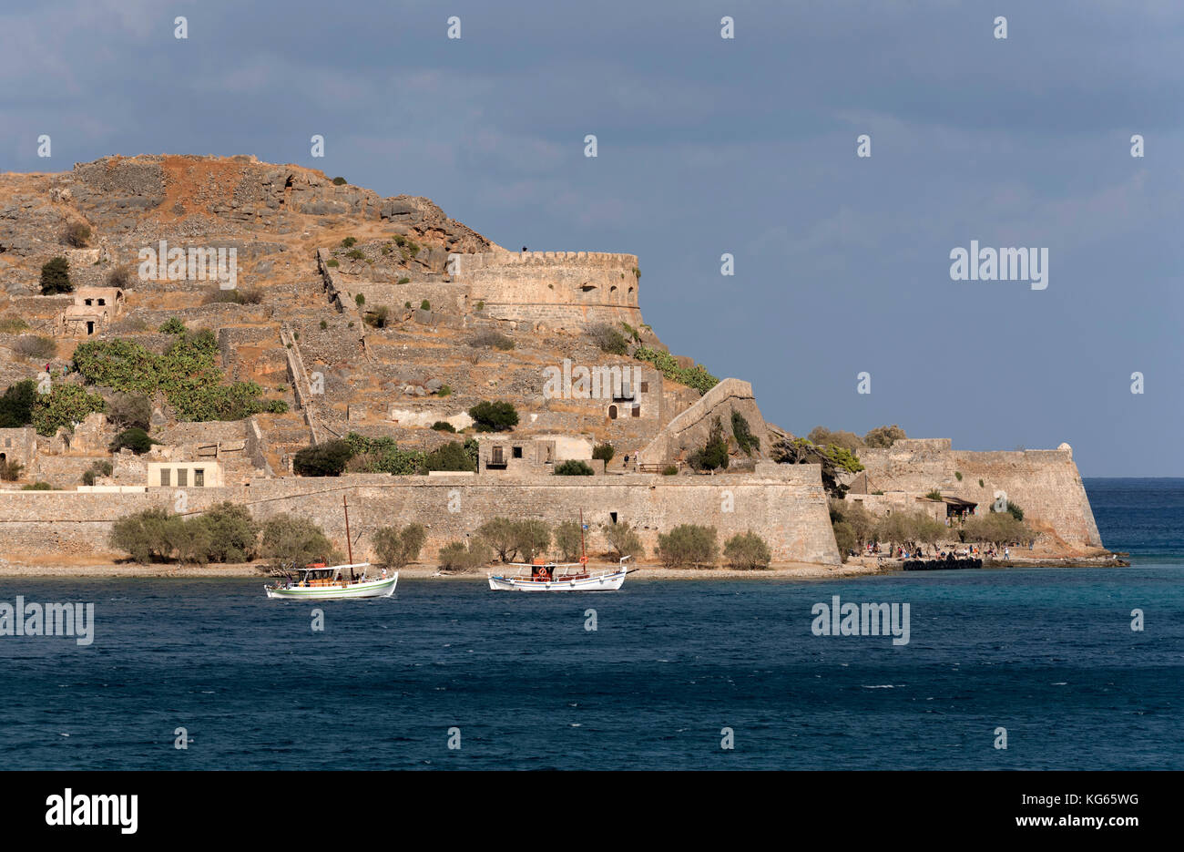Overview of Spinalonga Island the historic leper colony and Venetian ...