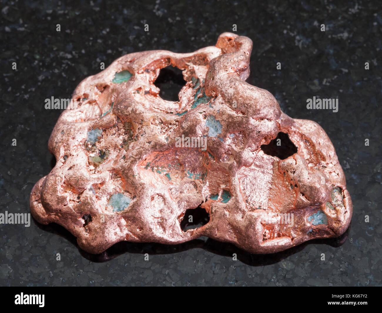macro shooting of natural mineral rock specimen - Native copper stone ...