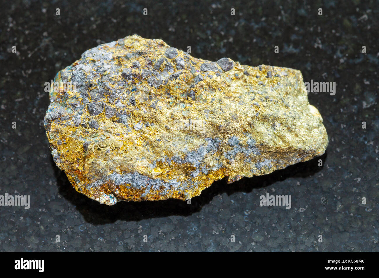 macro shooting of natural mineral rock specimen - rough pyrite ore on ...