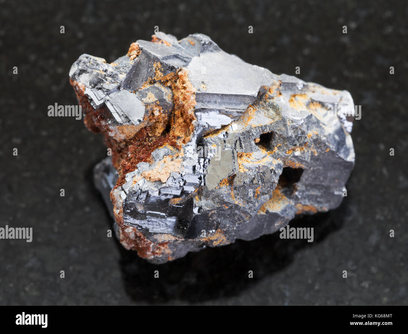 macro shooting of natural mineral rock specimen - raw Galenite stone on ...