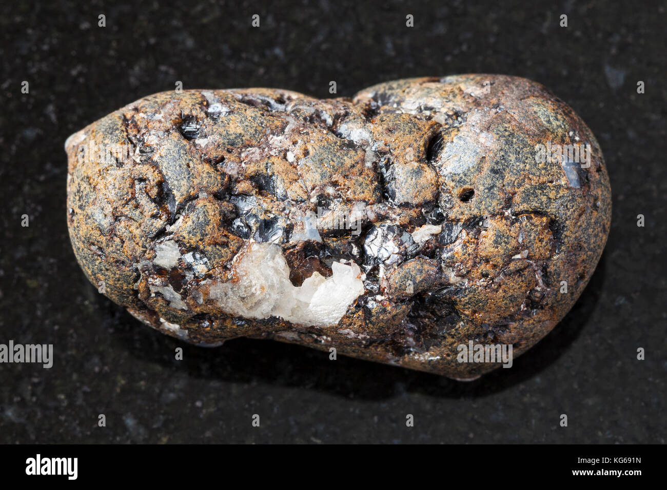 macro shooting of natural mineral rock specimen - pebble of sphalerite ...