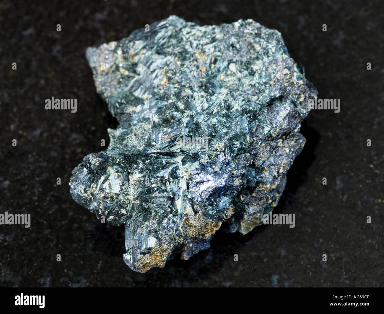macro shooting of natural mineral rock specimen - Molybdenite crystal ...