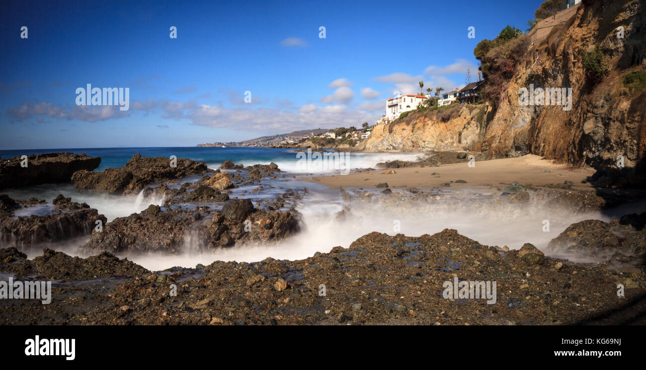 Rocky shores of Victoria Beach in Laguna Beach, California on a sunny ...