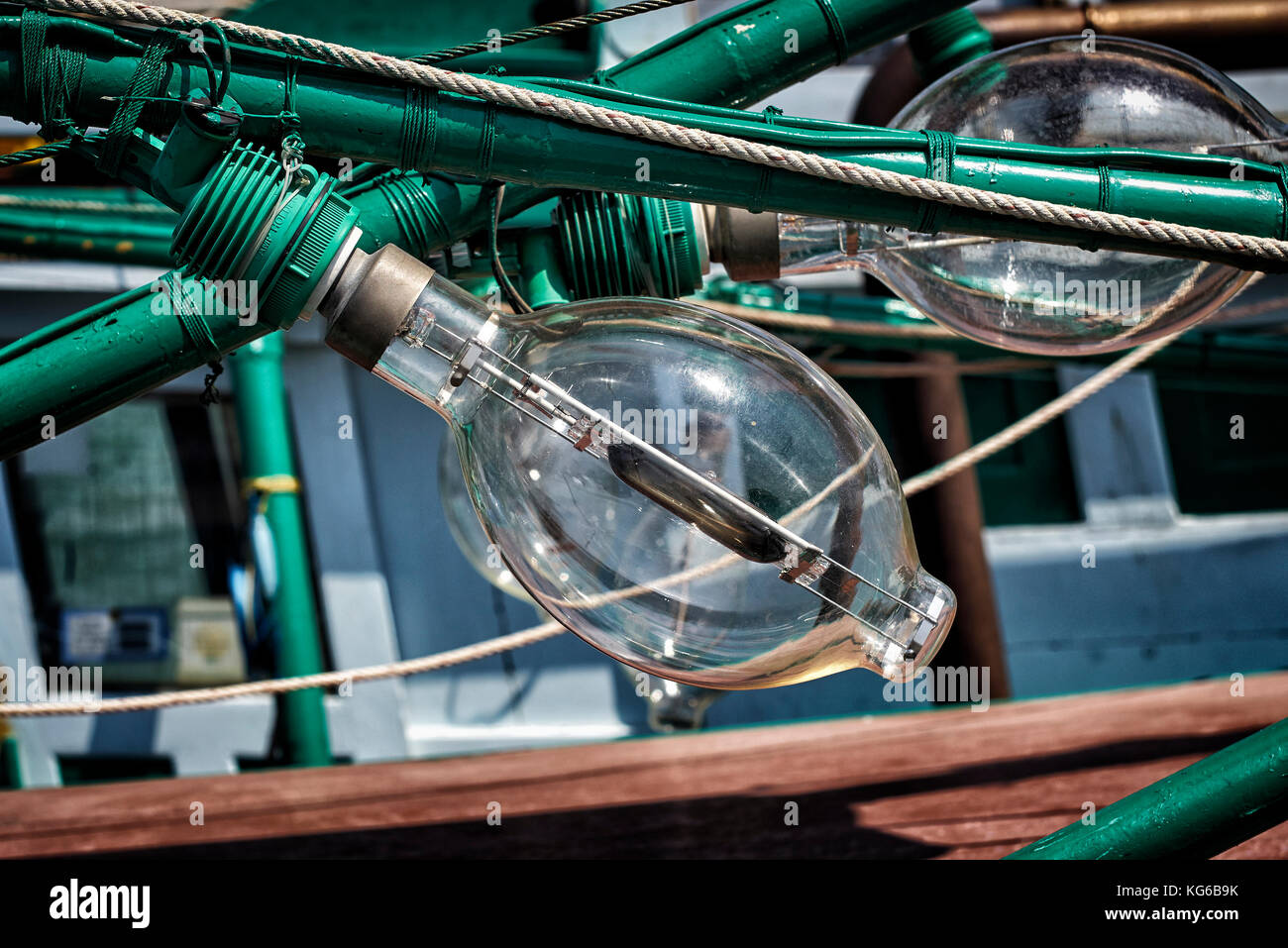 Large filament lightbulb used on Thailand fishing boat as a night ...