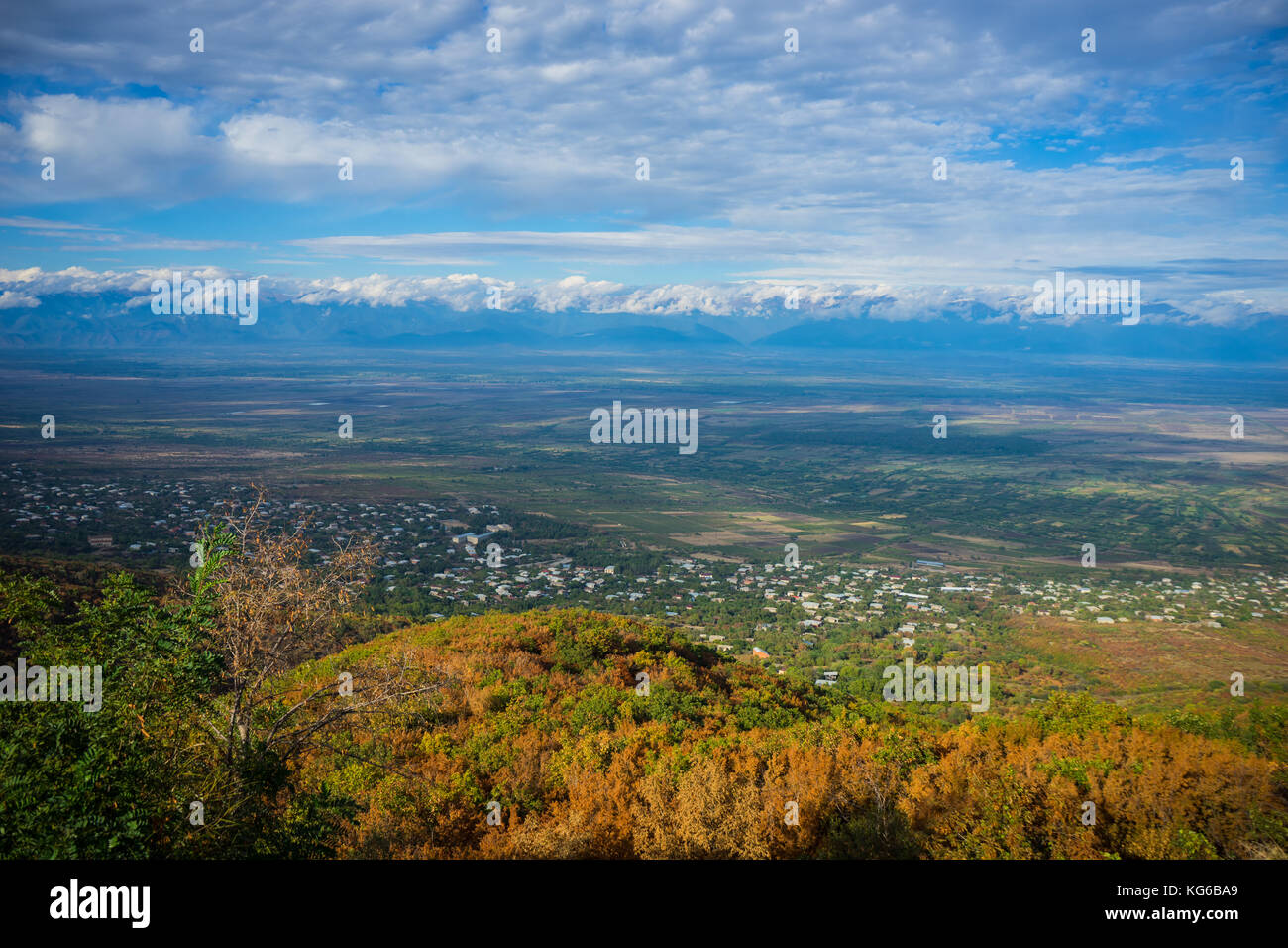 Autumnal view of georgian love city - Signagi, town in Kakheti area on ...
