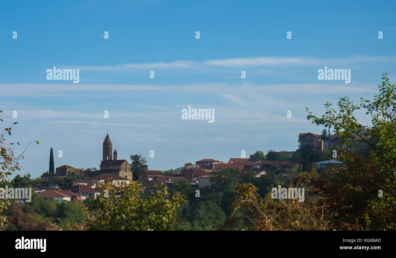 Autumnal view of georgian love city - Signagi, town in Kakheti area on ...