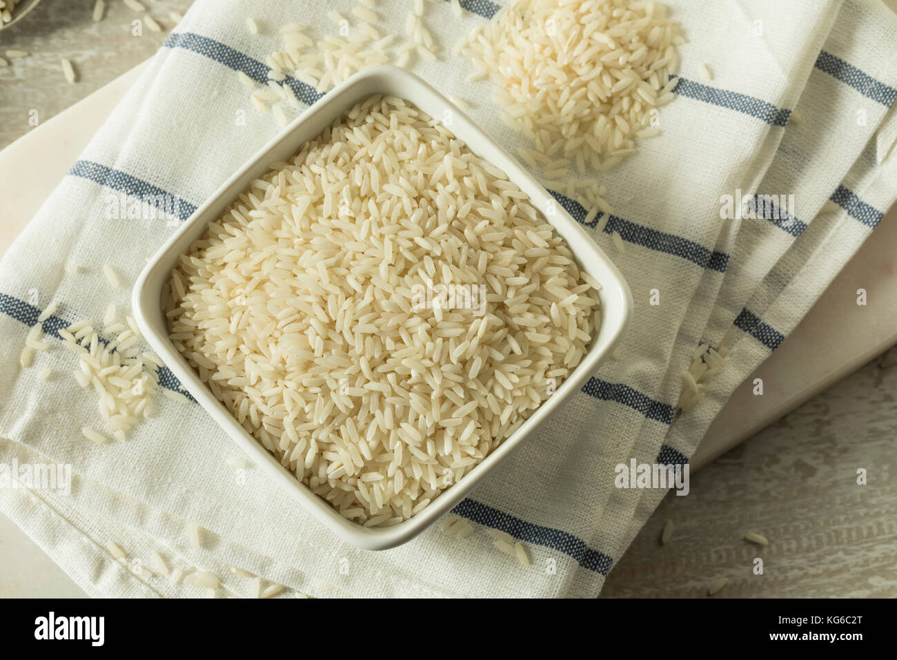 Organic Dry Long Grain White Rice in a Bowl Stock Photo - Alamy