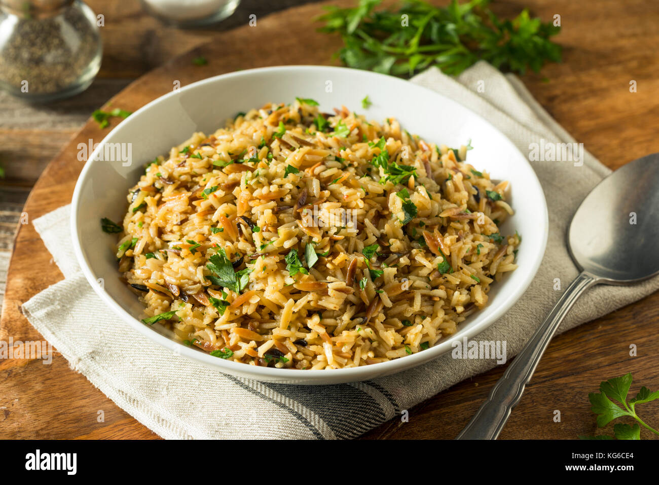 Savory Homemade Rice Pilaf with Parsley and Spices Stock Photo - Alamy
