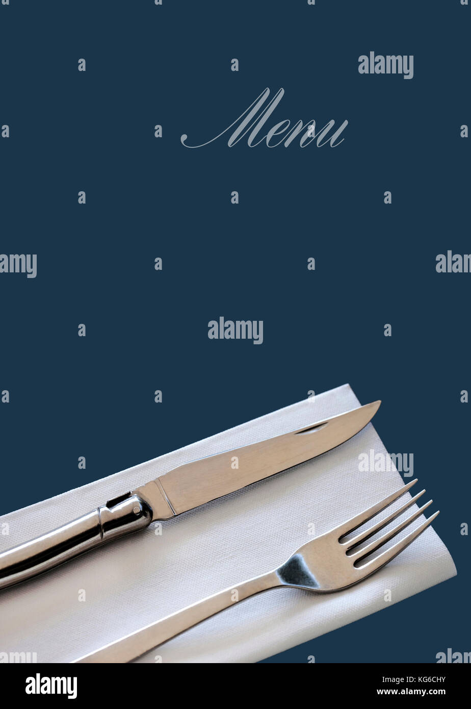 Cutlery on the layout of a restaurant menu Stock Photo - Alamy