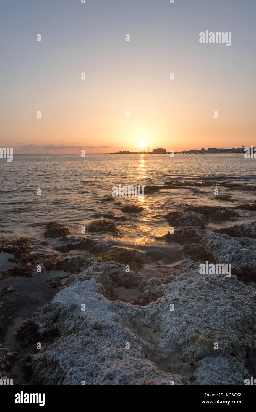 seascape with setting sun, Cyprus Stock Photo - Alamy