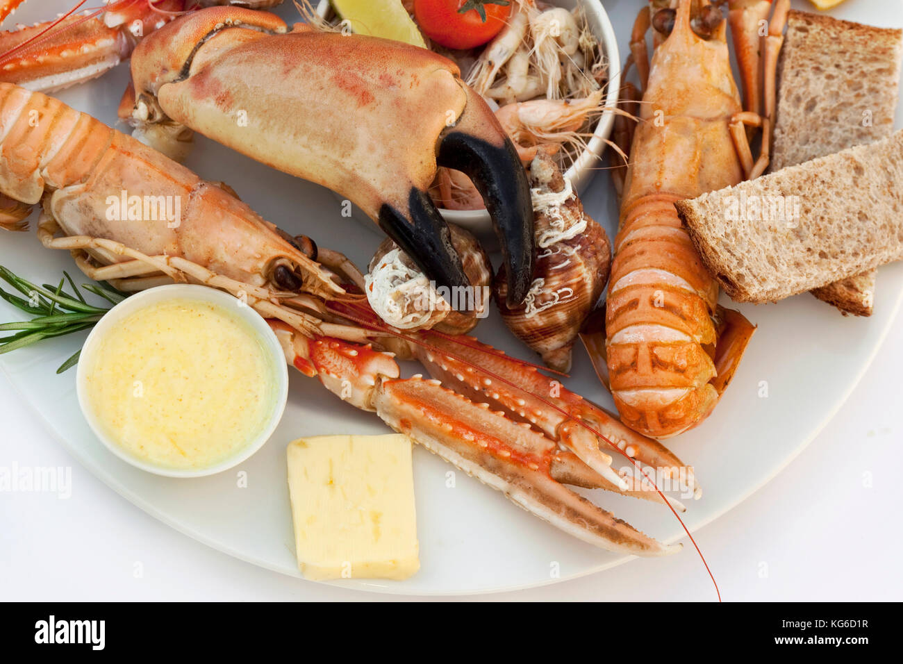 Sea food bread and butter on a plate Stock Photo - Alamy