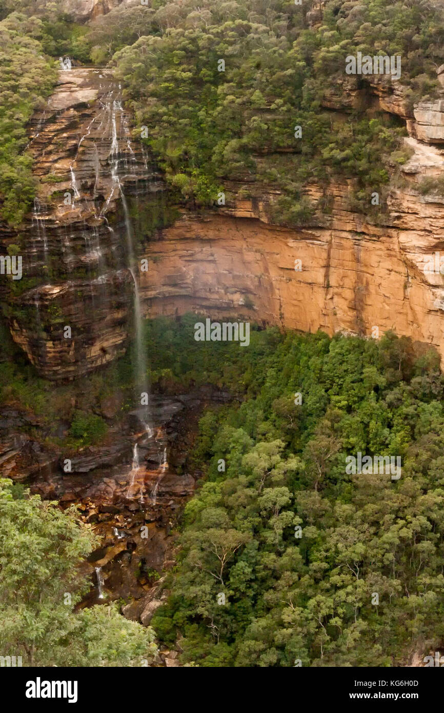 Ribbon waterfall off wooded cliff, Northern Territory, Australia Stock ...