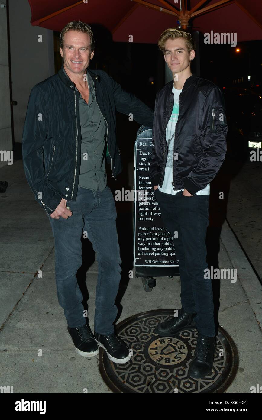 Rande Gerber and his son Presley Walker Gerber out for dinner at Craig ...