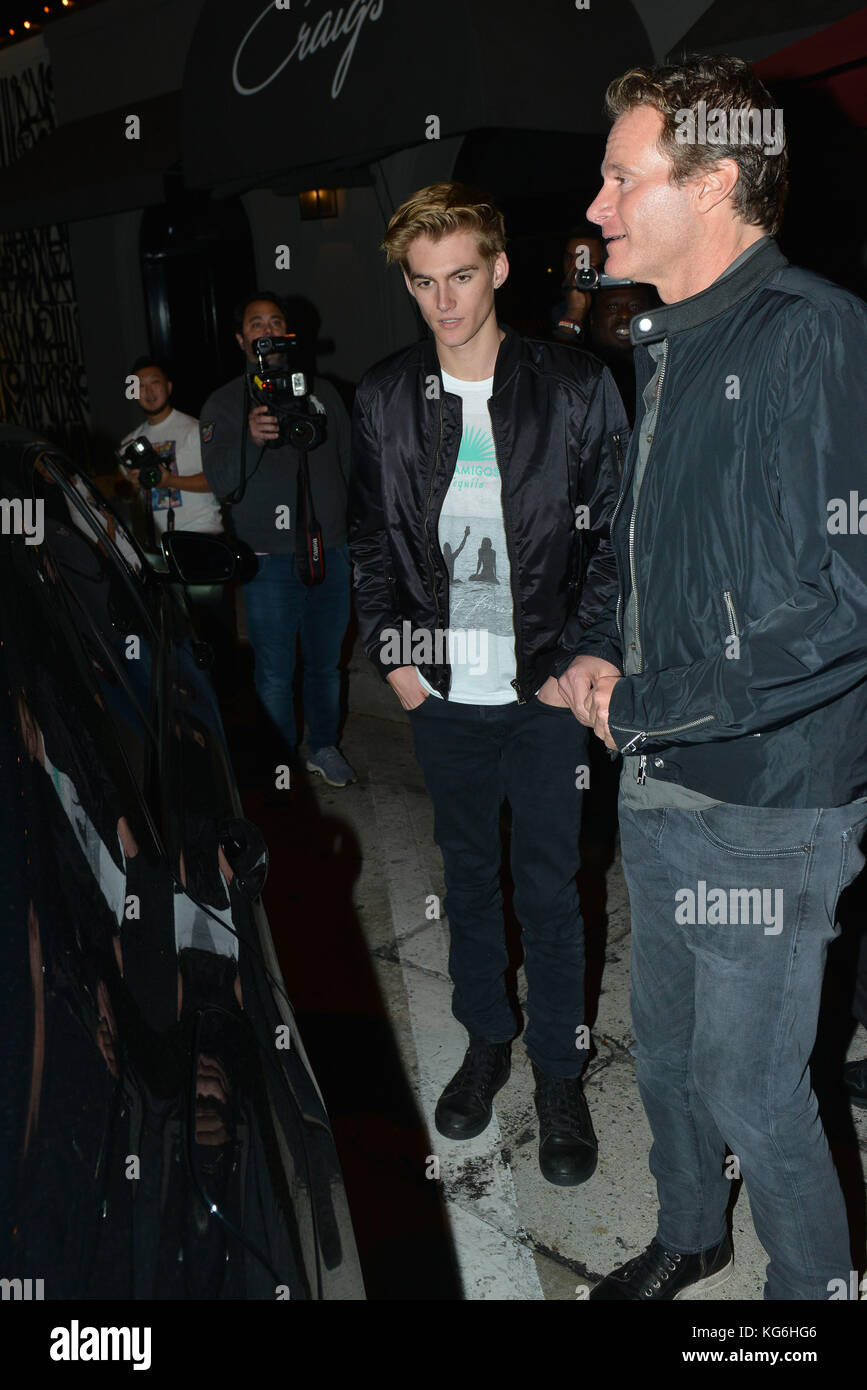 Rande Gerber and his son Presley Walker Gerber out for dinner at Craig ...