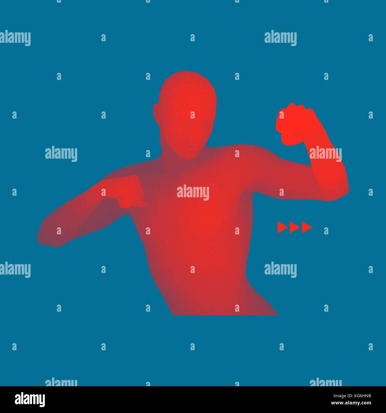 Boxer. 3D Model of Man. Human Body. Sport Symbol. Design Element ...