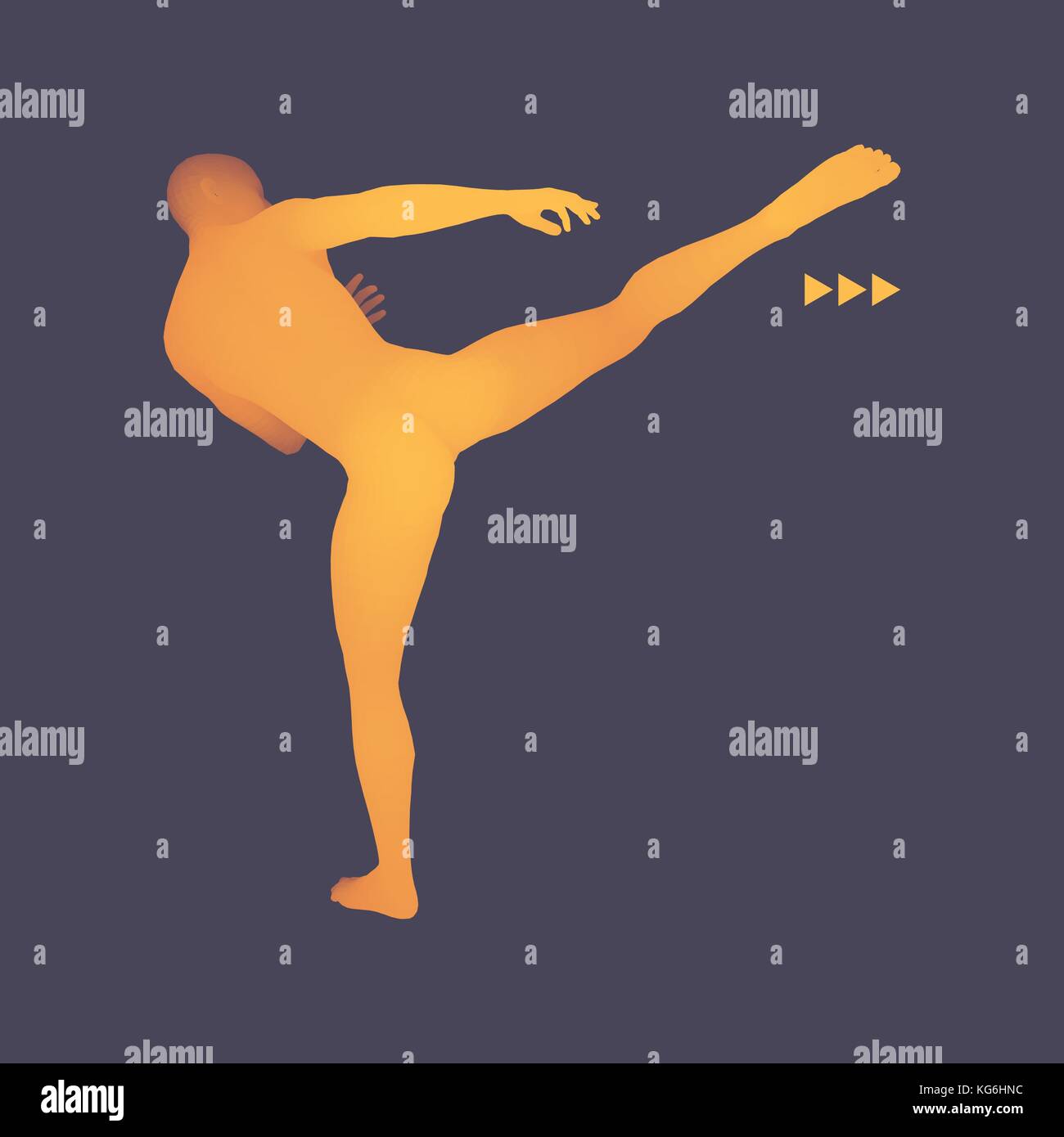 Fighter. Sports concept. 3D Model of Man. Human Body. Sport Symbol ...
