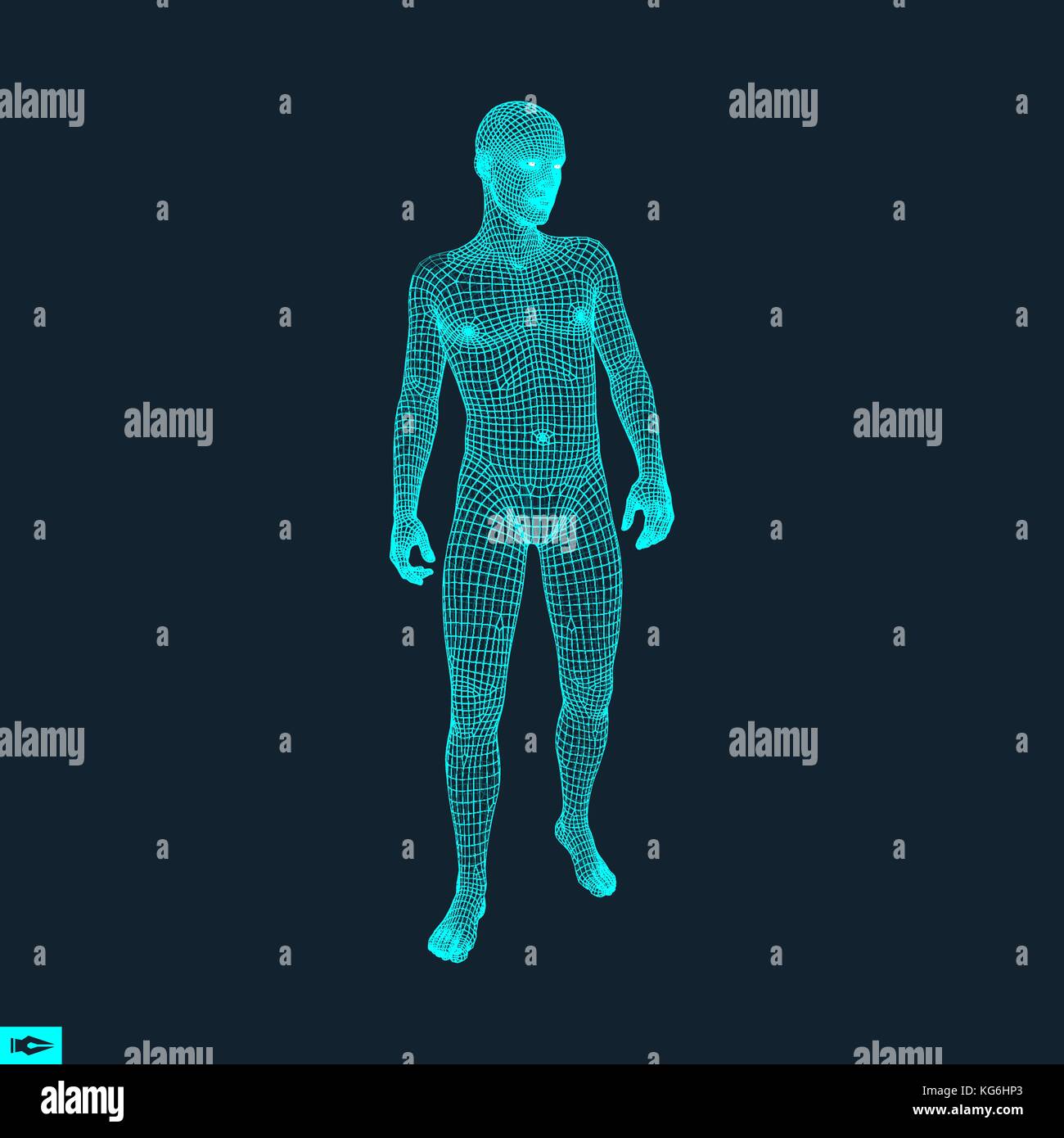 3D Model of Man. Polygonal Design. Geometric Design. Business, Science ...
