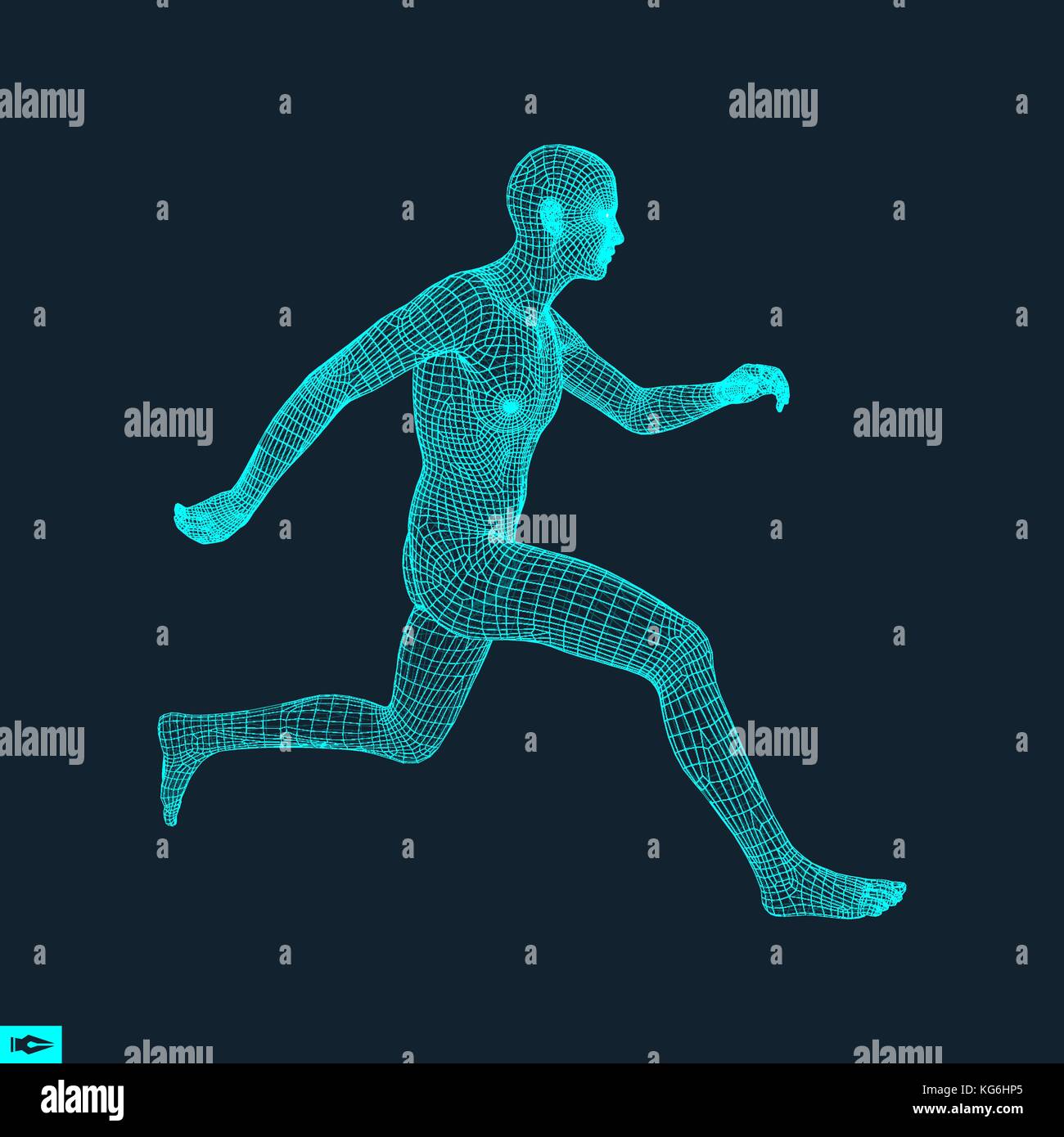 Running Man. Polygonal Design. 3D Model of Man. Geometric Design ...