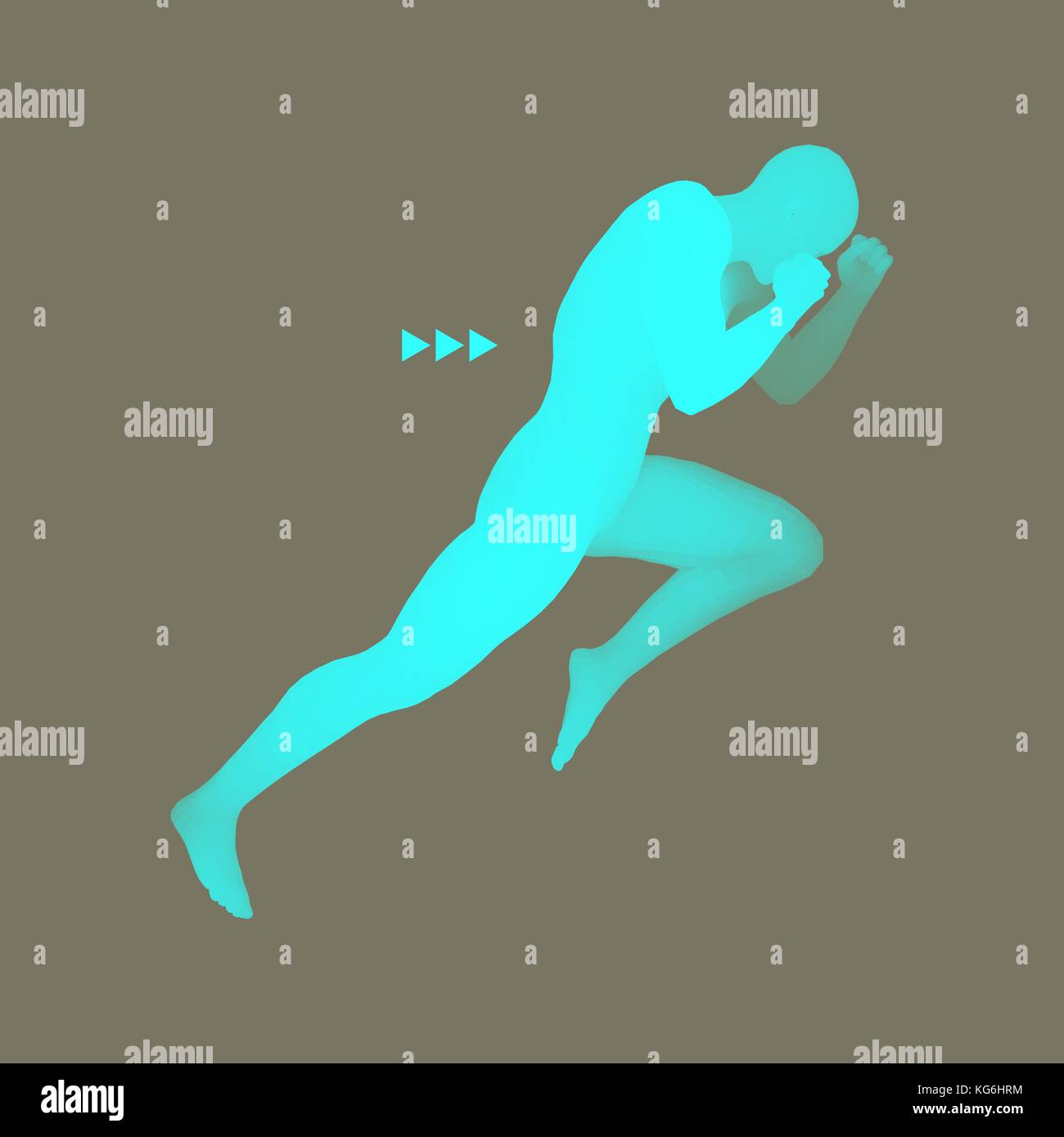 Fighter. Sports concept. 3D Model of Man. Human Body. Sport Symbol ...