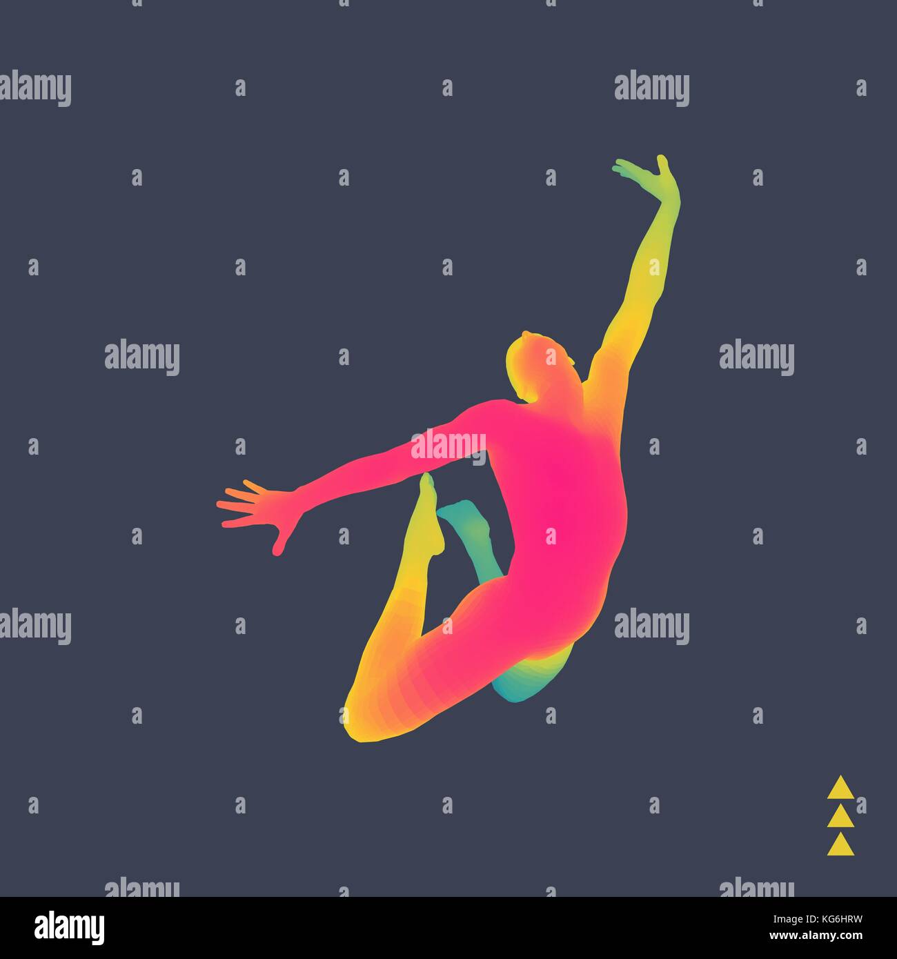 Jumping Man. 3D Model of Man. Human Body. Sport Symbol. Design Element ...