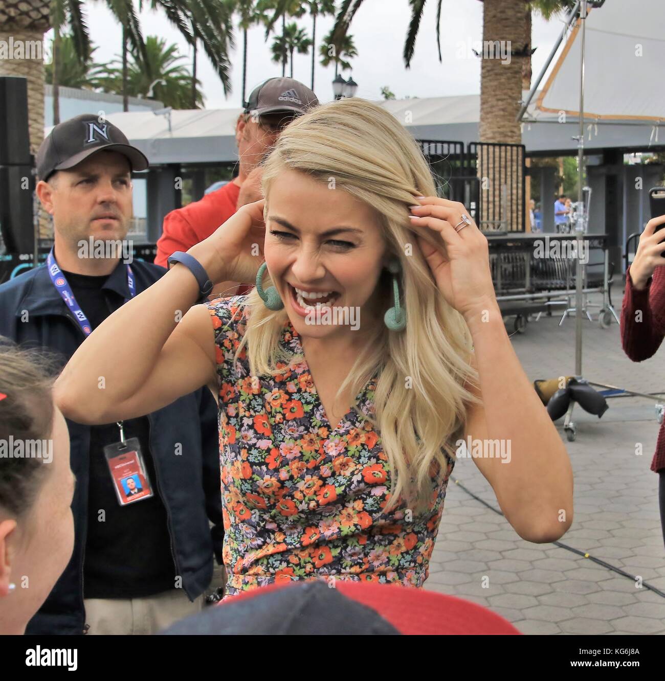 Julanne Hough arrives on the 'Extra' set at Universal Studios Featuring ...