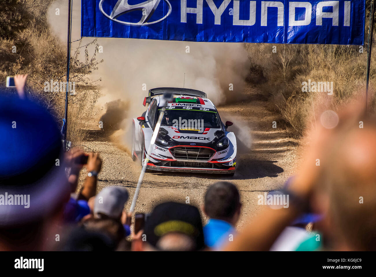 Fans cheer#3 Elfyn Evans (GBR) and co-driver Daniel Barrit (GBR) of M ...