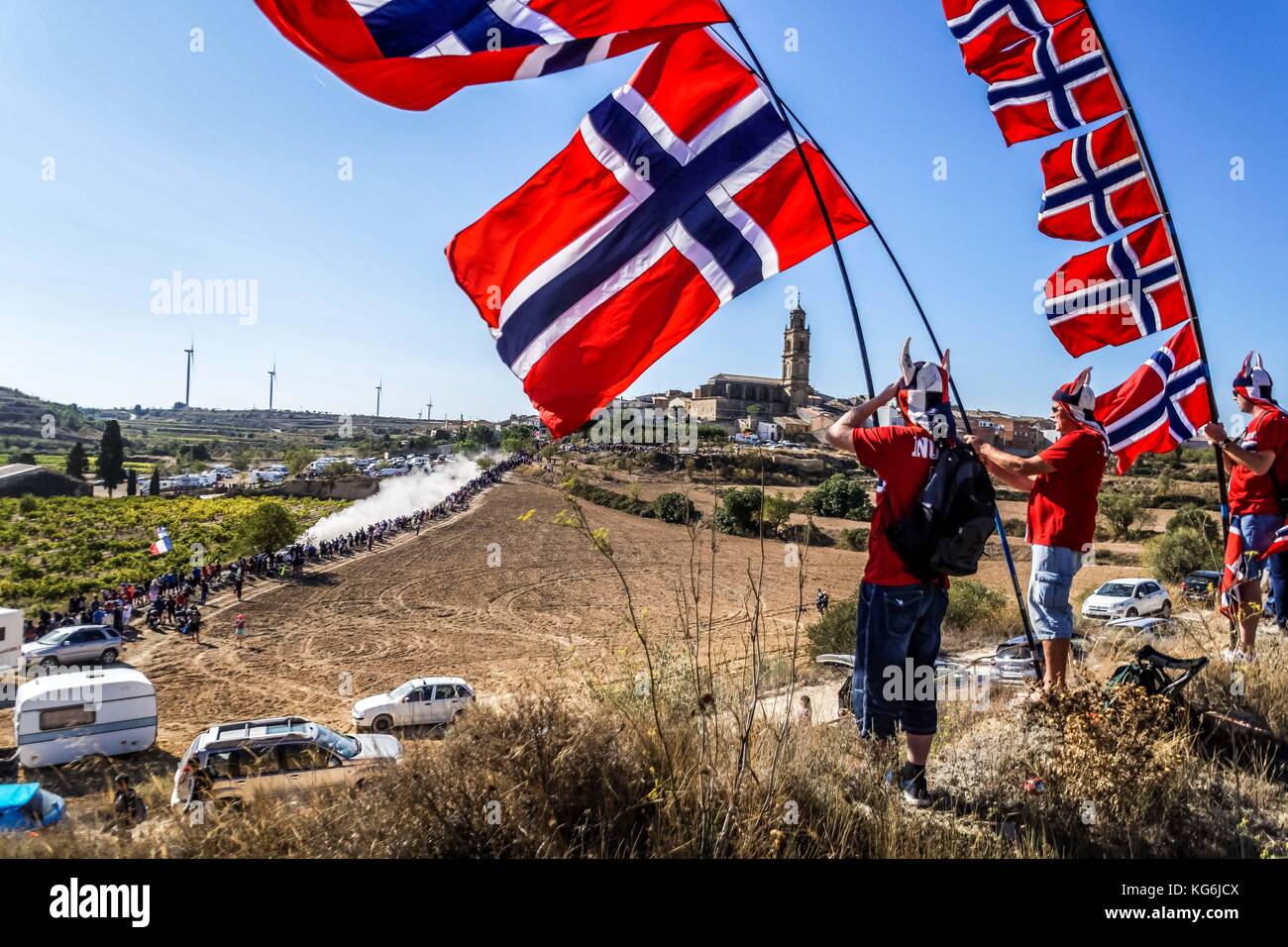 Norwegian rally supporters cheer on #4 Andreas Mikkelsen (NOR) and co ...