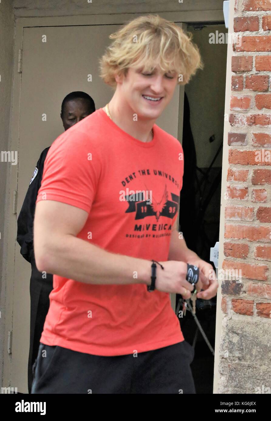 Logan Paul arrives at the 'Jimmy Kimmel Live!' studio Featuring: Logan ...