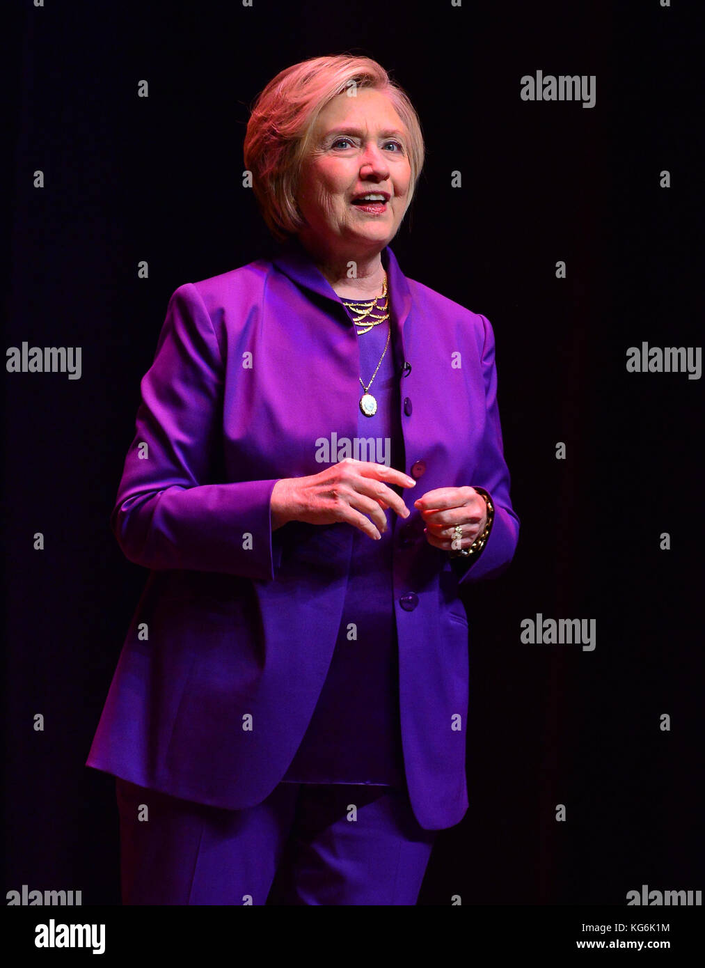 Former U.S. Secretary of State Hillary Clinton onstage speaking during ...