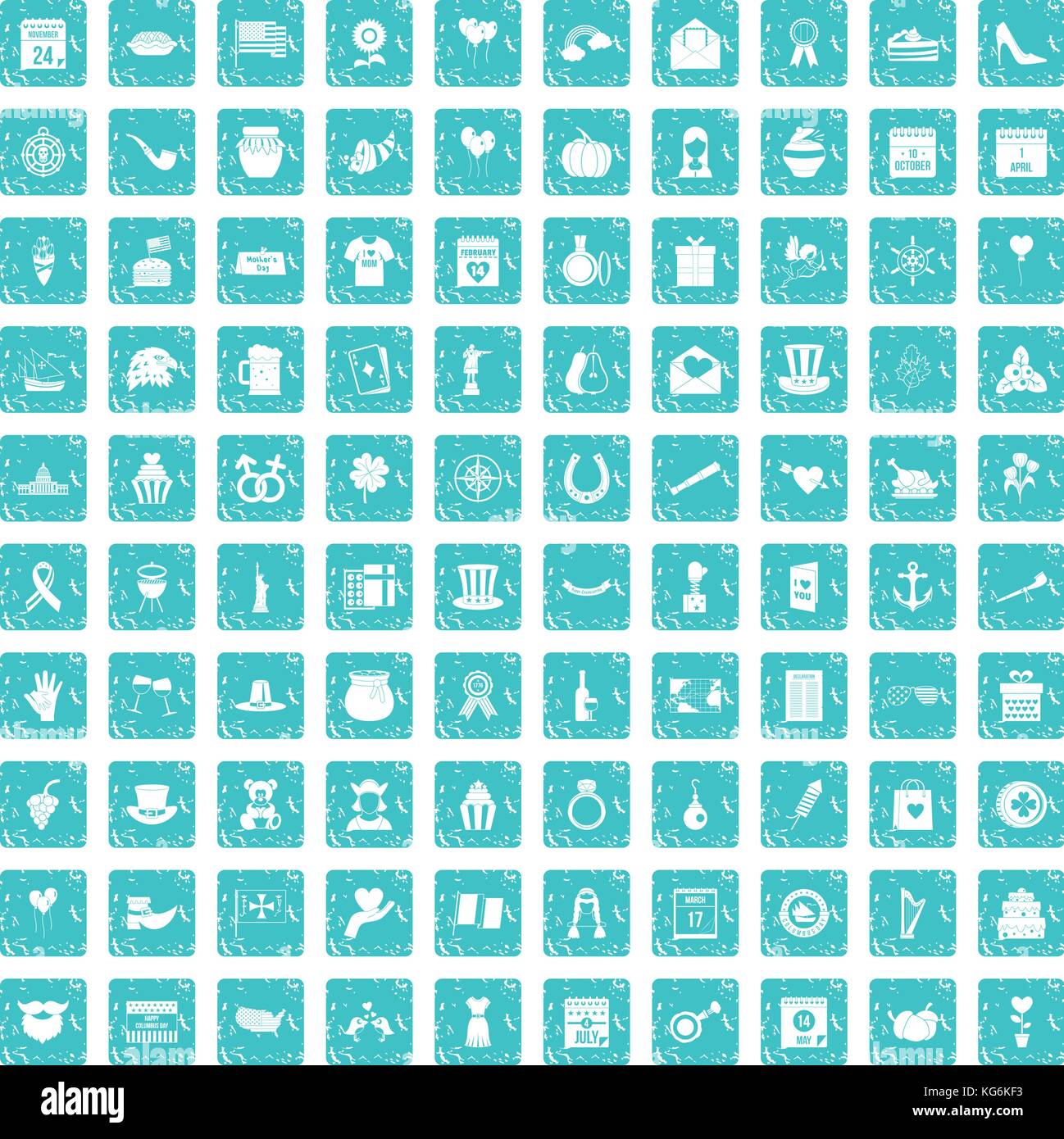 100 calendar icons set grunge blue Stock Vector Image & Art - Alamy