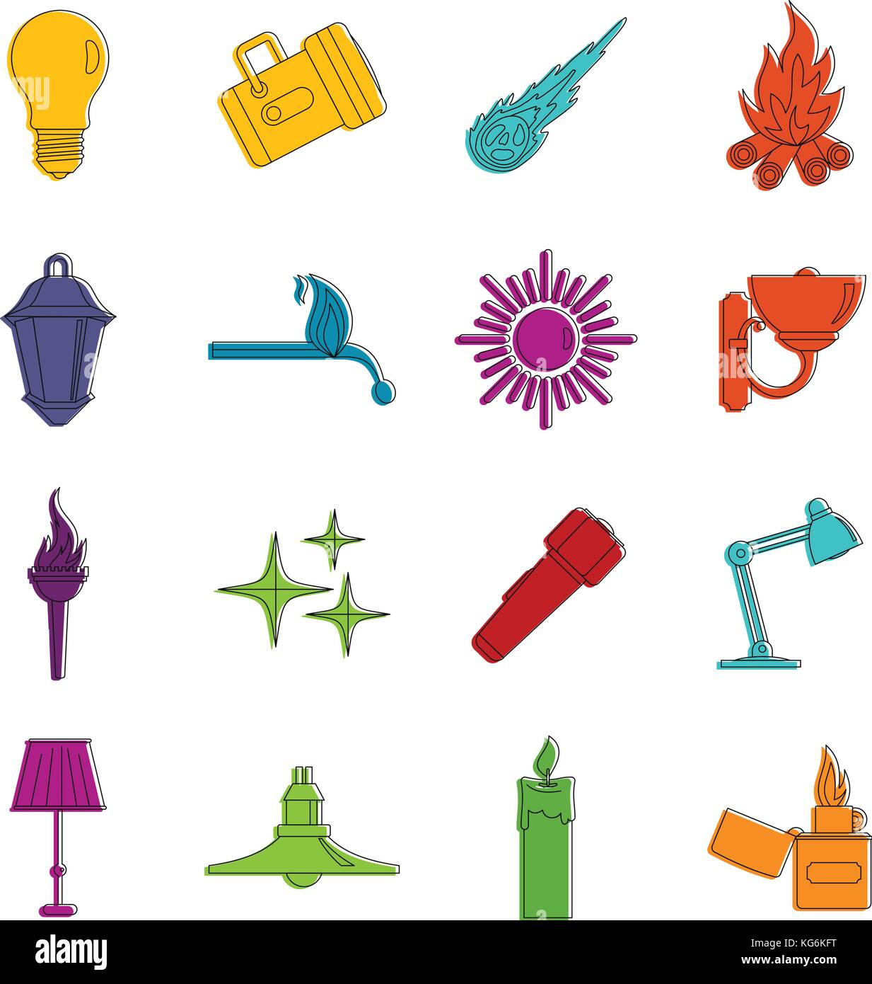 Light source symbols icons doodle set Stock Vector Image & Art - Alamy