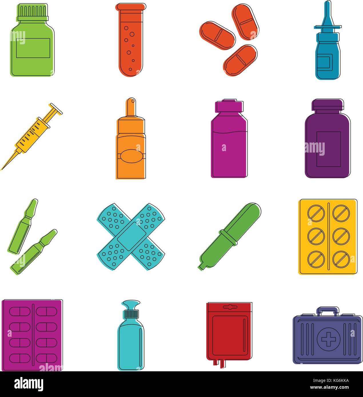 Different drugs icons doodle set Stock Vector Image & Art - Alamy