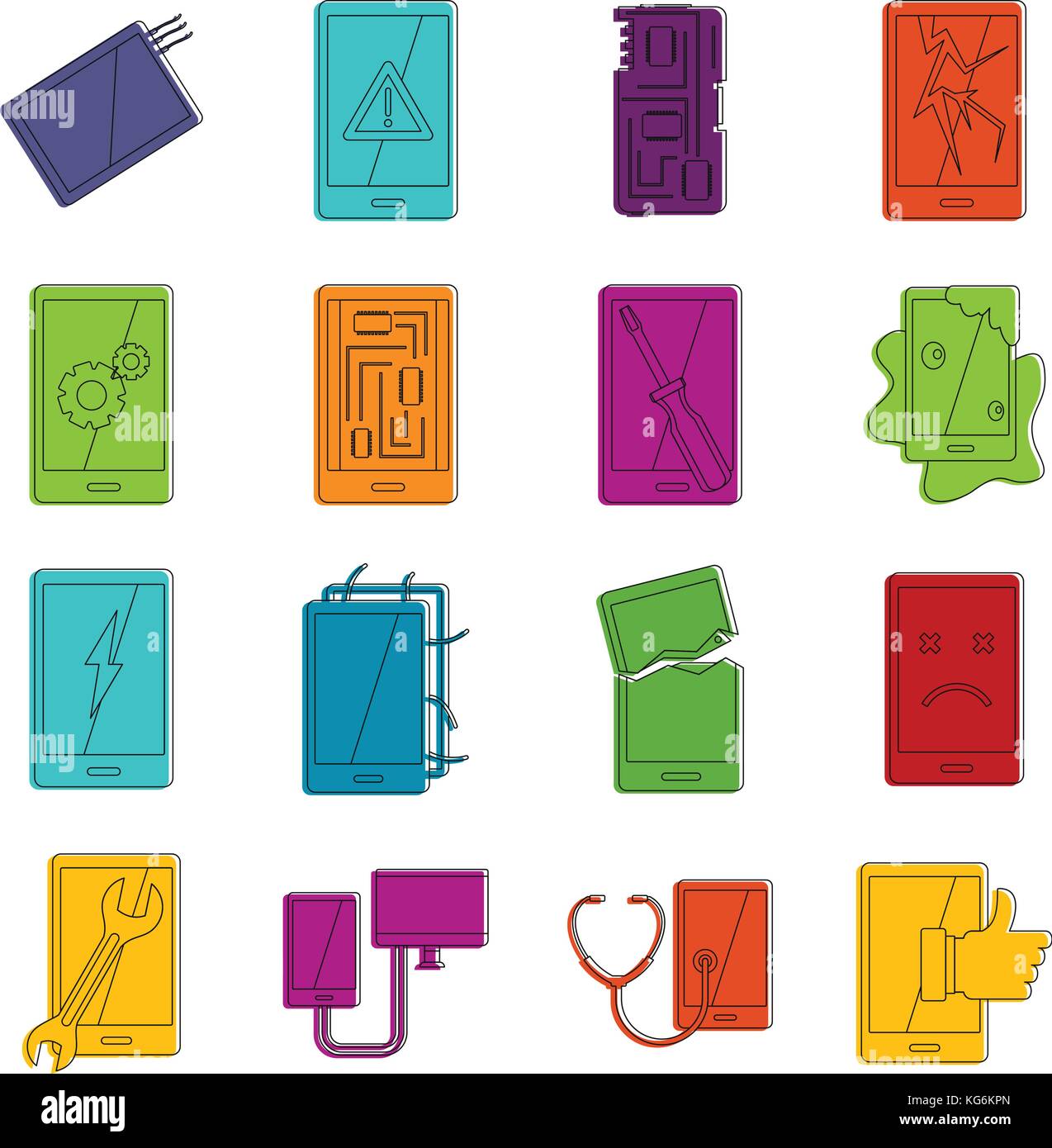 Device repair symbols icons doodle set Stock Vector Image & Art - Alamy