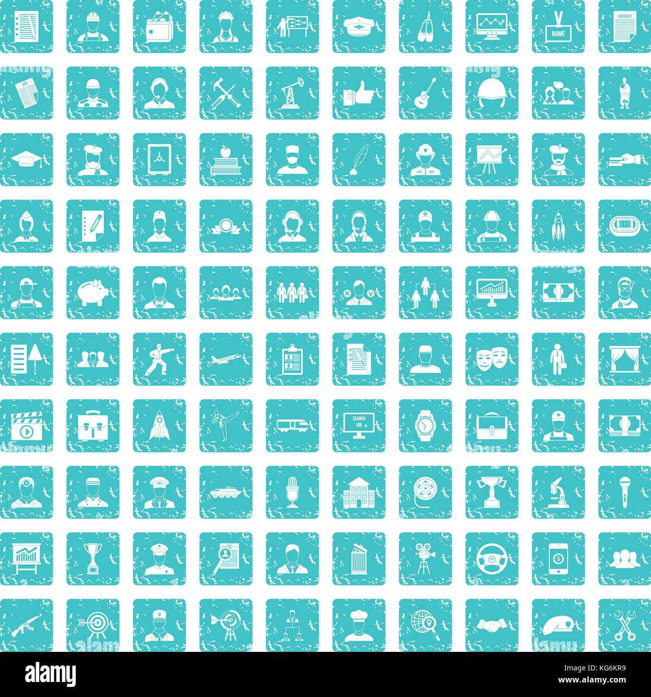 100 career icons set grunge blue Stock Vector Image & Art - Alamy