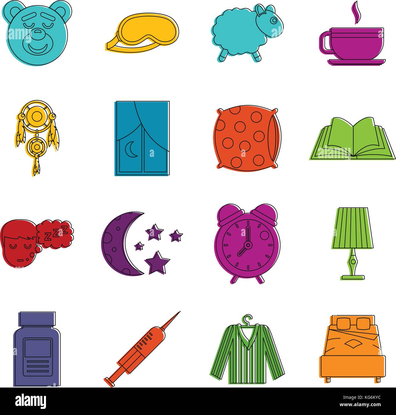 Sleep icons doodle set Stock Vector Image & Art - Alamy