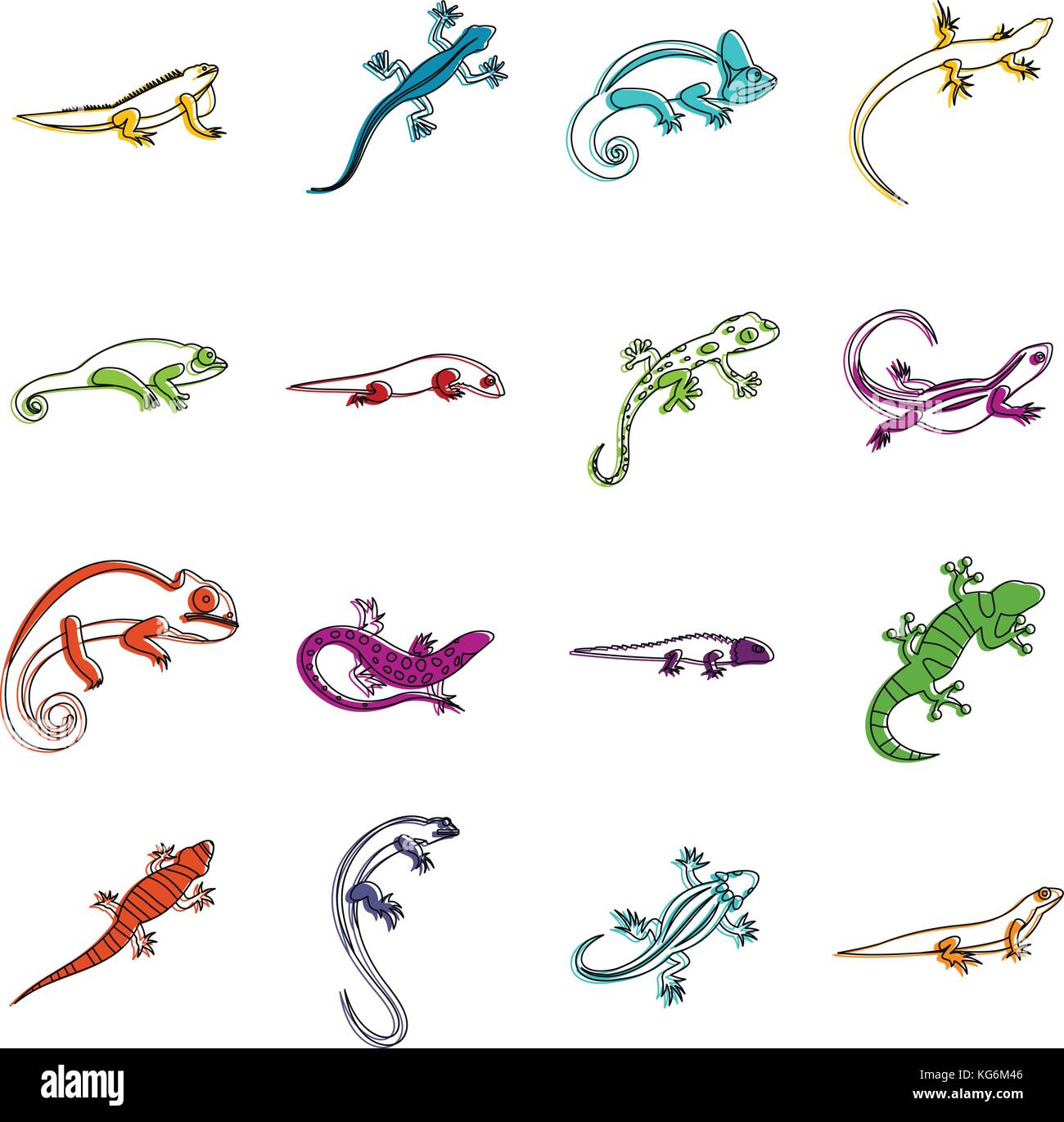 Lizard icons doodle set Stock Vector Image & Art - Alamy