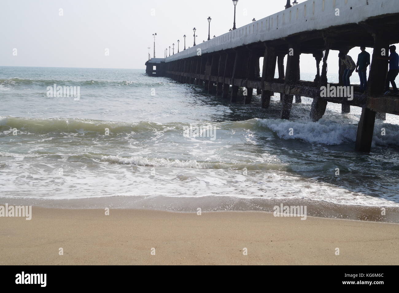 Pondicherry Beach & Harbor Stock Photo - Alamy