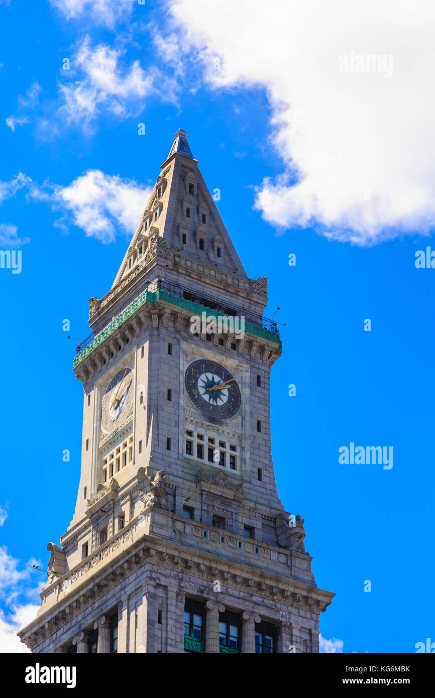 Iconic on Clock Tower in Boston Skyline Stock Photo - Alamy