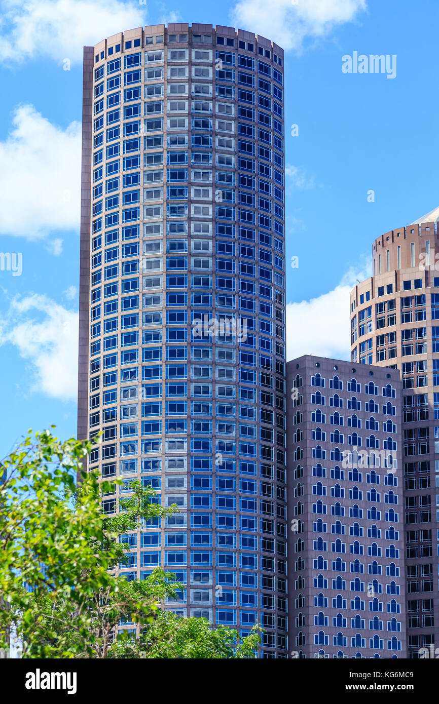 Modern round office towers in the skyline of Boston, Massachussets ...