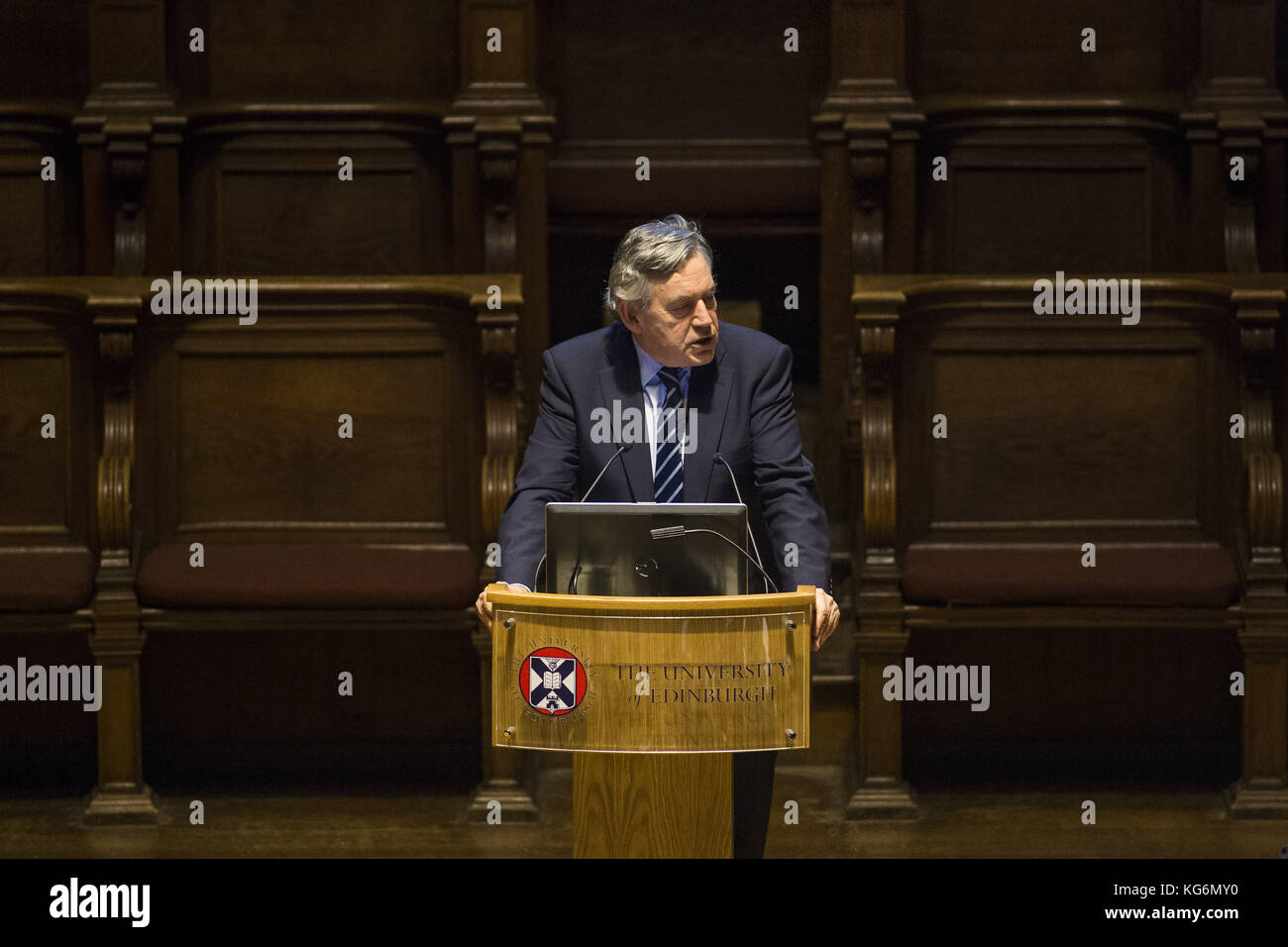 Former prime minister Gordon Brown speaking at a conference assessing ...